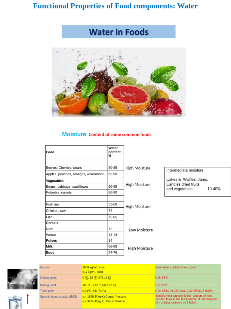 L.2 Functional Food components Water | PDF | Properties Of Water | Water