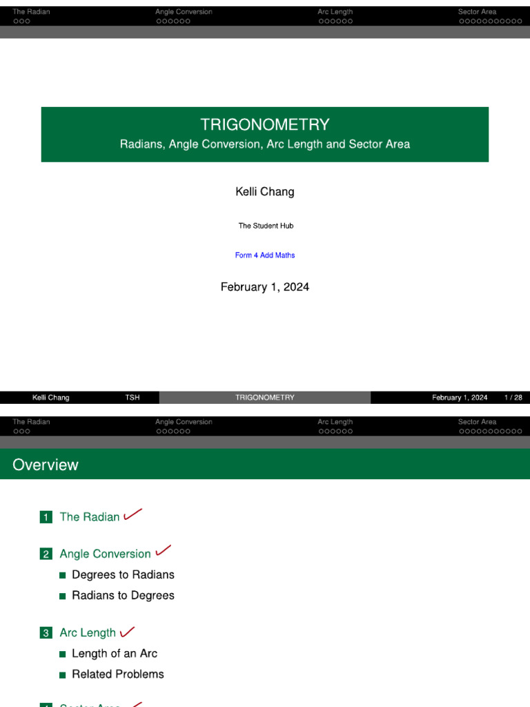 28 Trigonometry I (Intro To Radians, Angle Conversion, Length of Arc ...