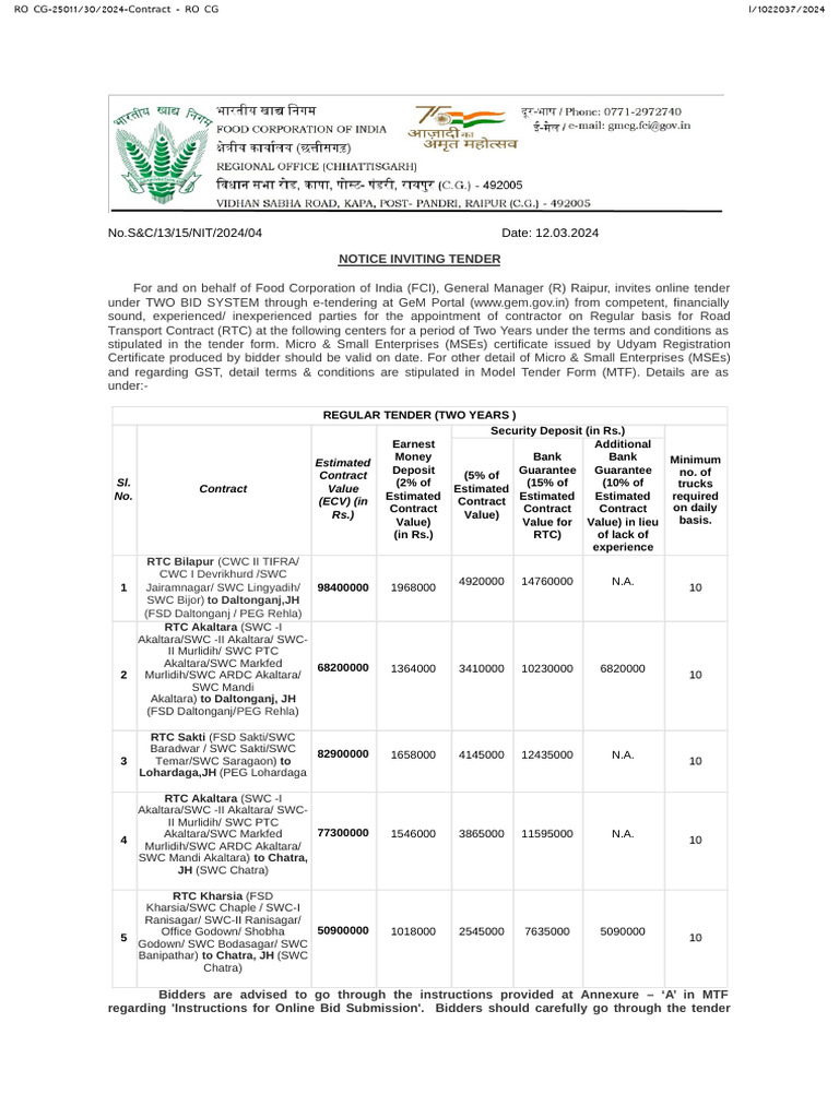 S&C/13/15/NIT/2024/04 Dated: 12.03.2024 | PDF | Business Law | Private Law