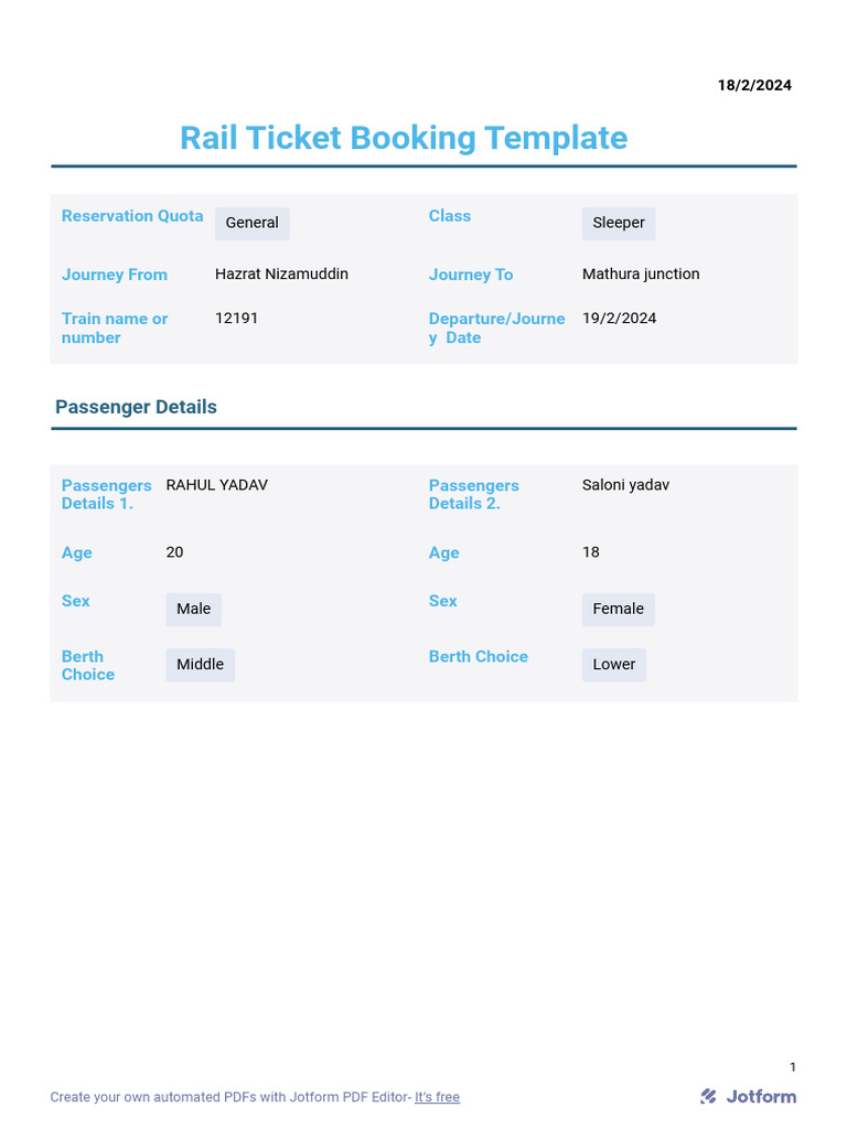 Train Ticket | PDF