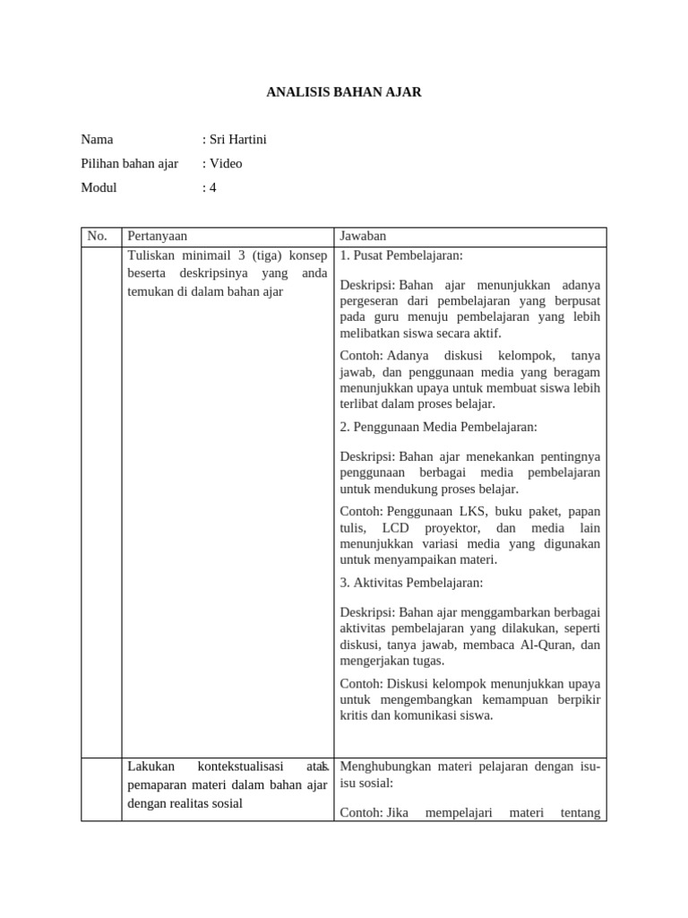 Analisis Bahan Ajar Sri Hartini | PDF