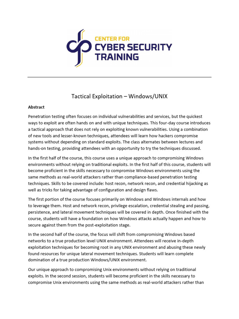 Tactical Exploitation WindowsUNIX-1 | PDF | Secure Shell | Remote ...
