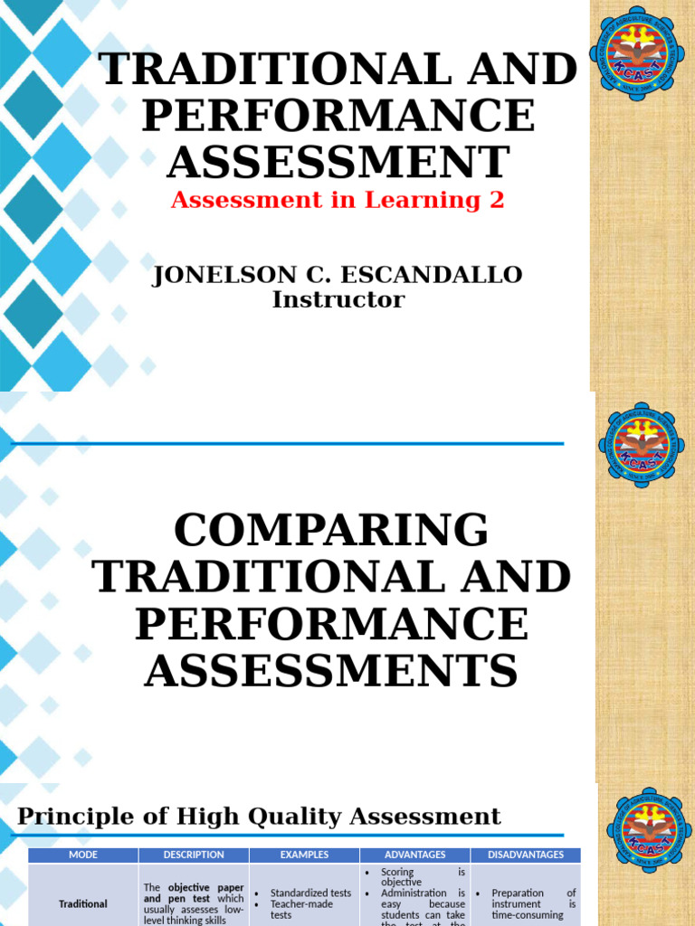 03 Traditional Vs Authentic Assessment | PDF | Educational Assessment ...