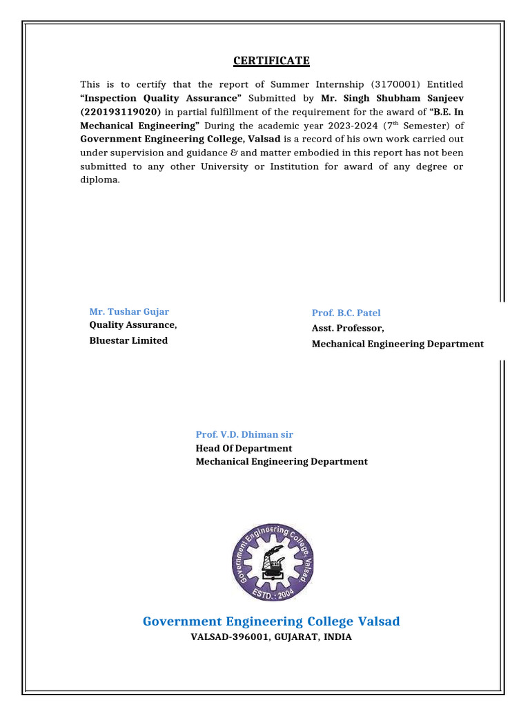 Certificate Page | PDF