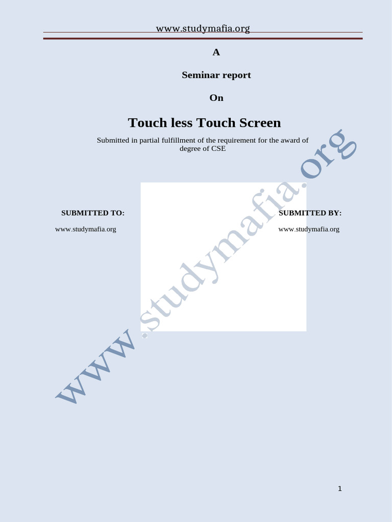 CSE Touch Less Touch Screen PDF | PDF | Touchscreen | Computing