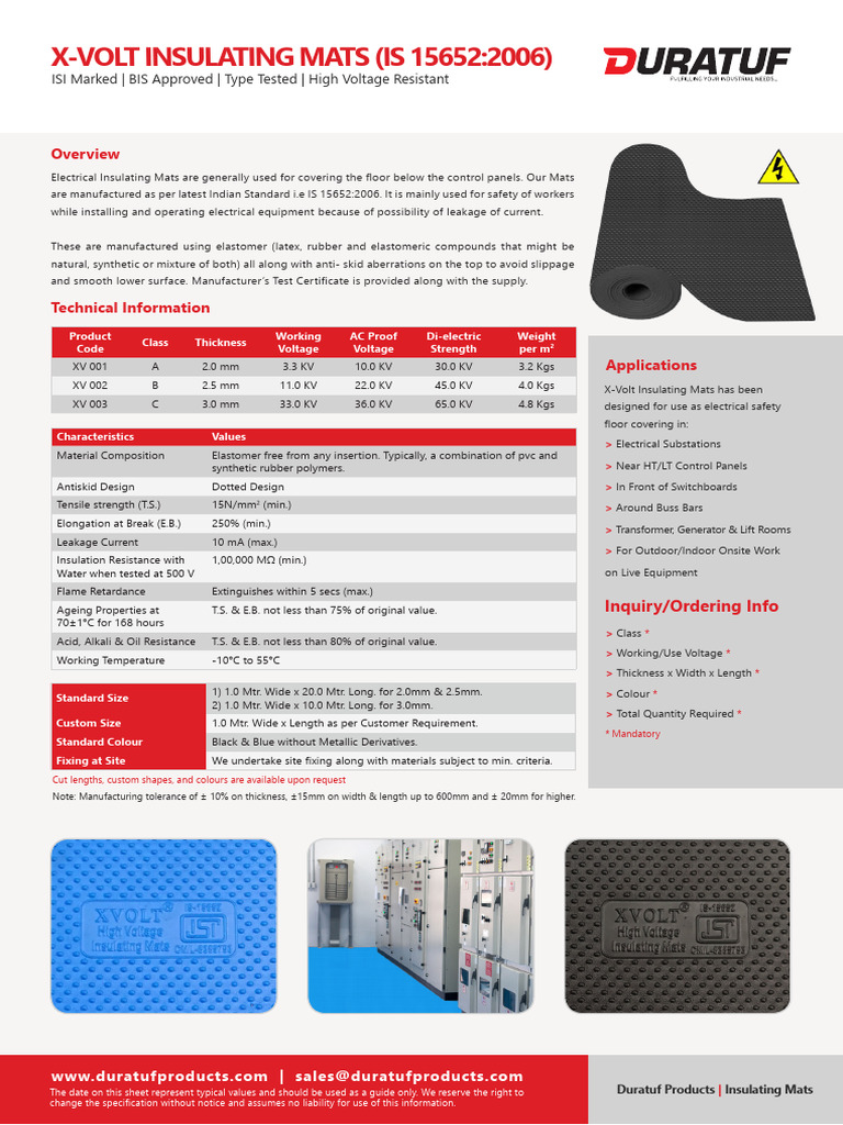 High Voltage Insulating Mats Overview | PDF | Insulator (Electricity ...