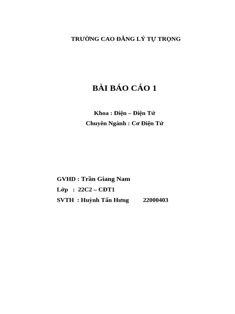 Bài Báo Cáo 1 | PDF