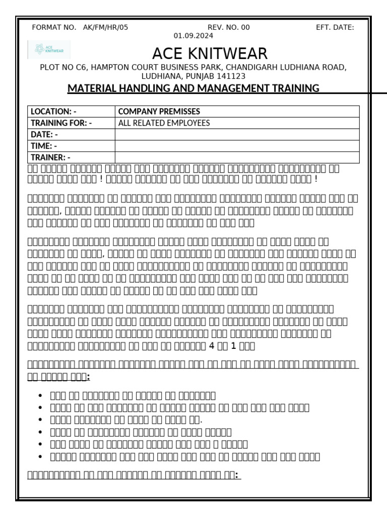 Training 05 - Material Handling and Management | PDF