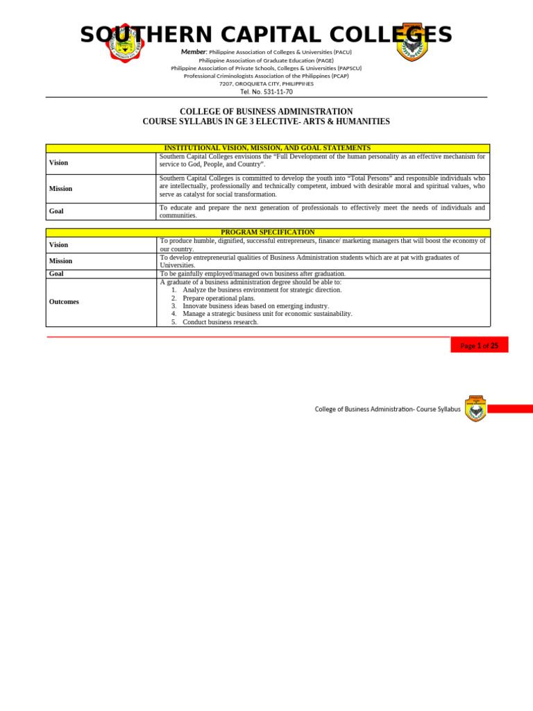 Business Administration Syllabus Overview | PDF | The Arts | Poetry