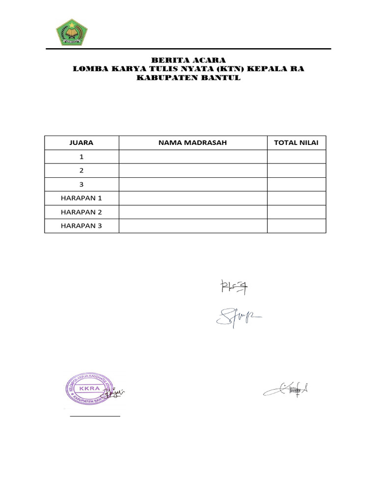 Berita Acara Lomba KTN 2024 | PDF