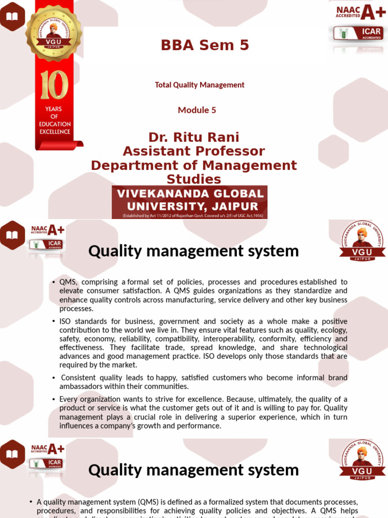 TQM Module 5 | PDF | Iso 9000 | Quality Management