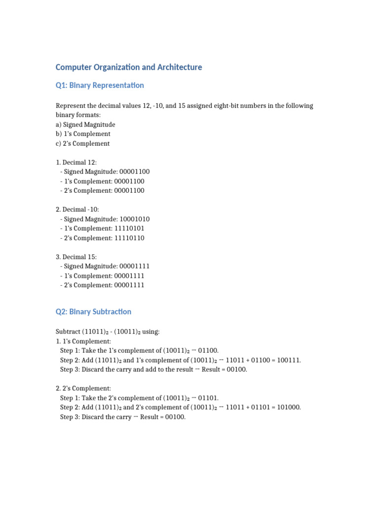 Computer Organization Answers | PDF | Assembly Language | Computer Program