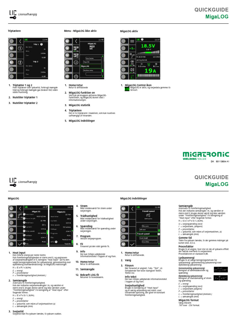 MigaLOG Quickguide Sigma-Select Migajob | PDF