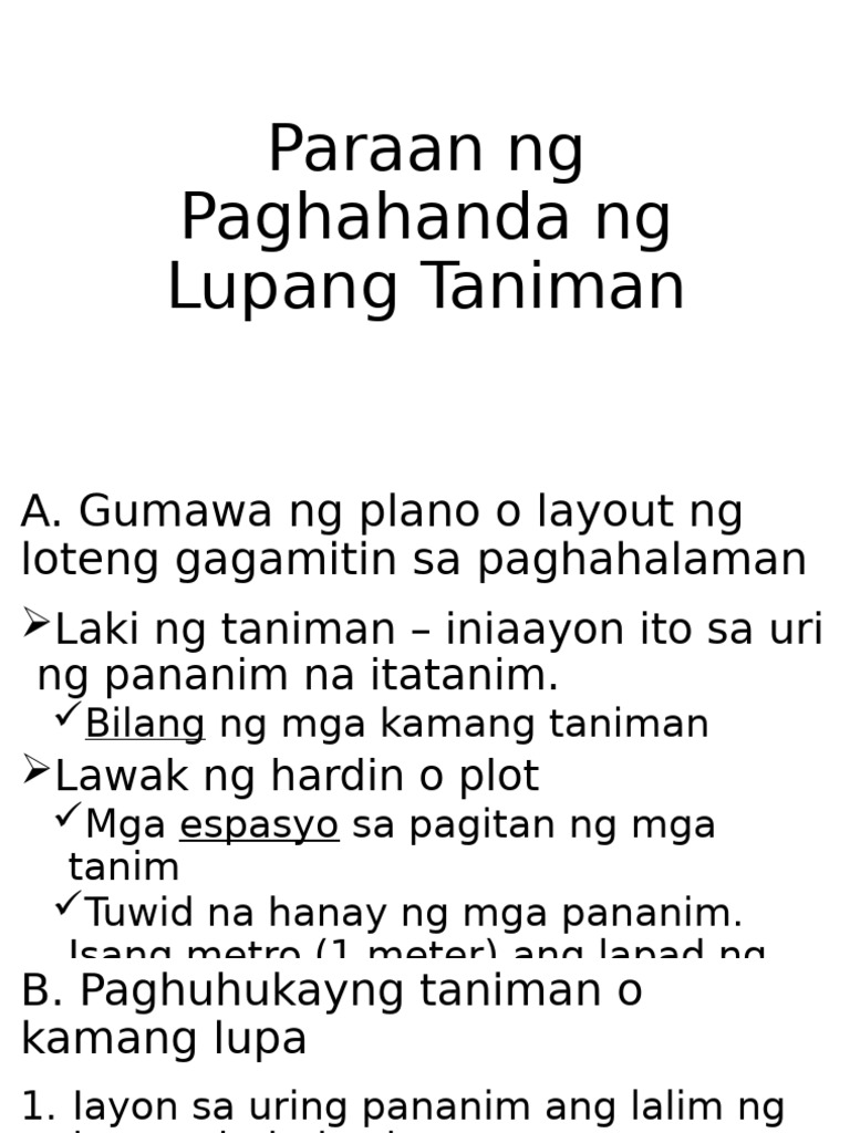 Paraan NG Paghahanda NG Lupang Taniman | PDF