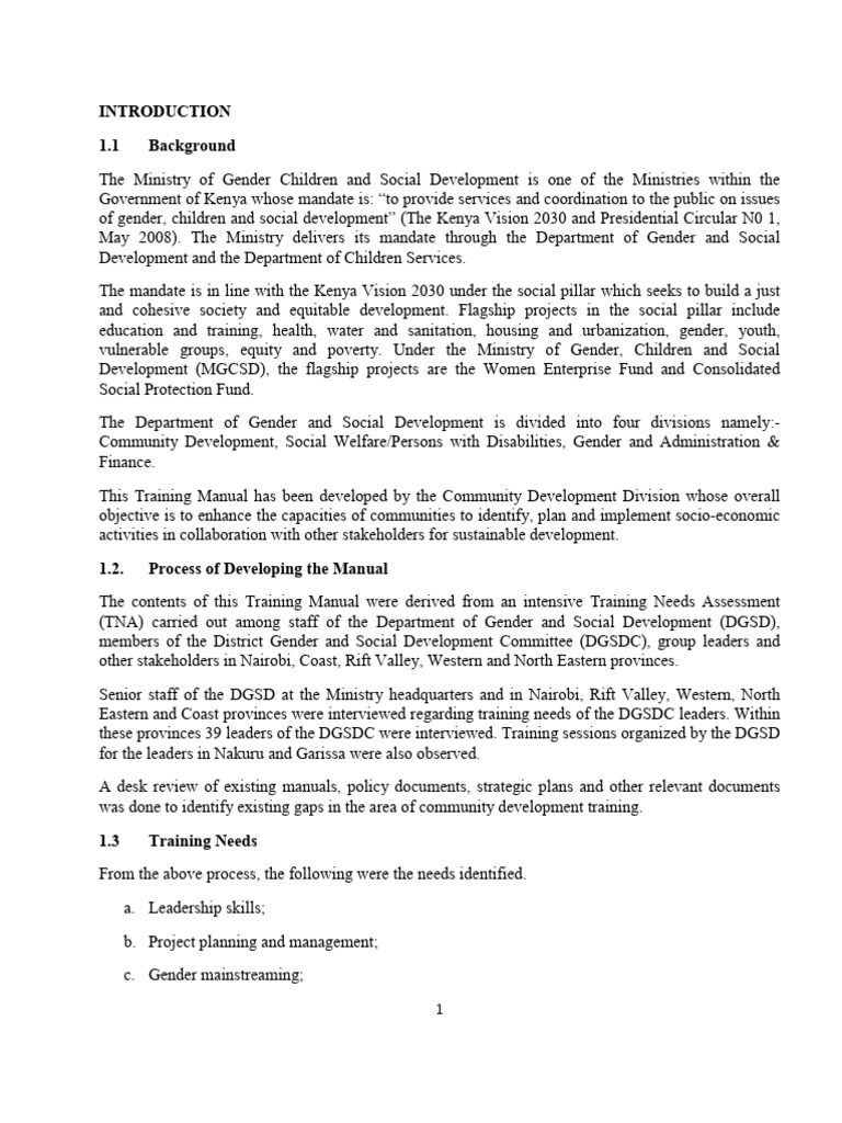Community Development Training Manual | PDF | Leadership | Governance