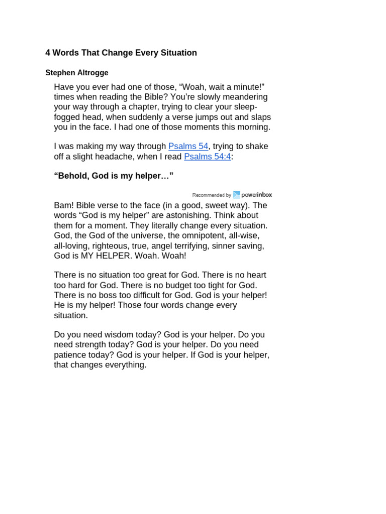 4 Words That Change Every Situation | PDF | Language Arts & Discipline ...