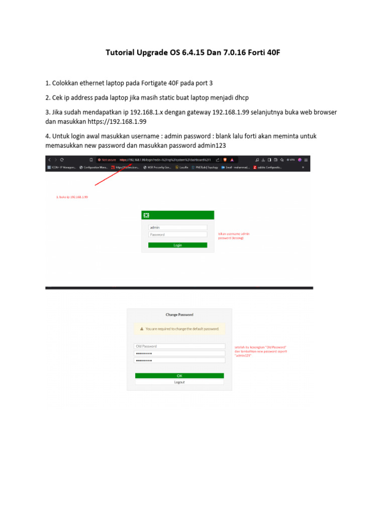 Upgrade OS Fortigate 40F: 6.4.15 ke 7.0.16 | PDF | Komputer