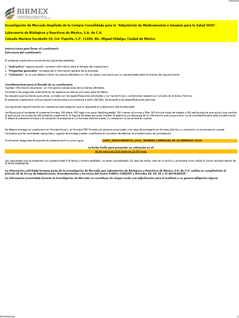 FO-CON-04 - Medicamentos e Insumos para La Salud 2024 | PDF | Medicamentos con receta | Cuestionario