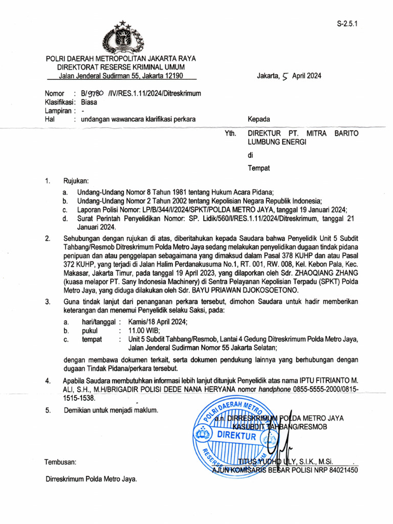 Undangan MBLE Dari POLRI | PDF