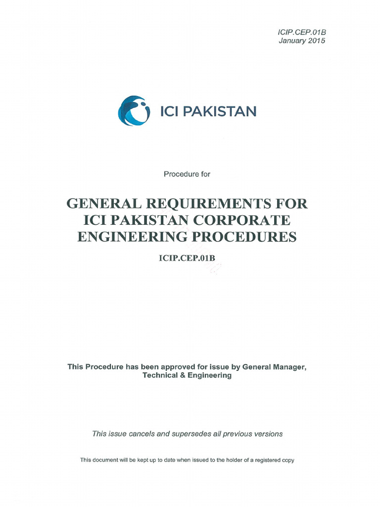 Icip Cep 01b General Requirements For Icip Corporate Engineering Procedure Cep Pdf