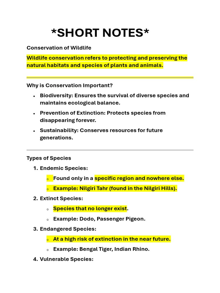 Wildlife Conservation: Importance & Strategies | PDF | Endangered ...
