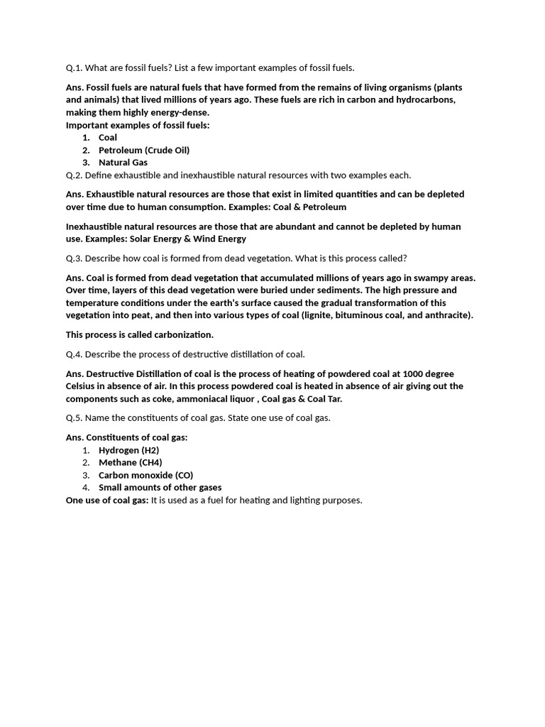 Coal & Petroleum Notebook Work | PDF | Fuels | Natural Gas