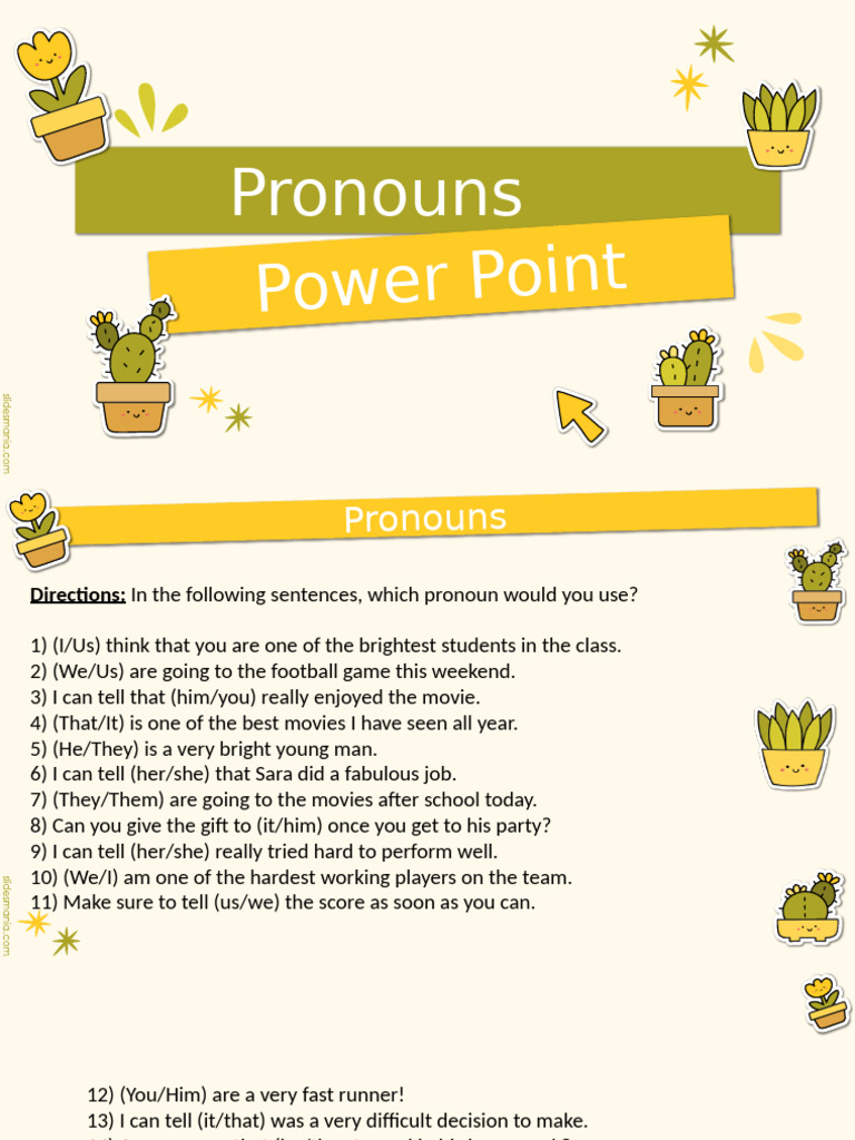 Pronouns Power Point Slides | PDF | Ant | Desert