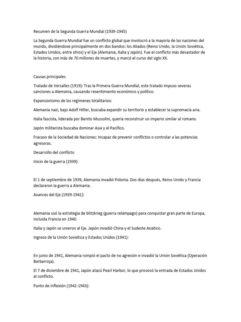 Resumen de la Segunda Guerra Mundial | PDF | Alemania nazi | Segunda ...