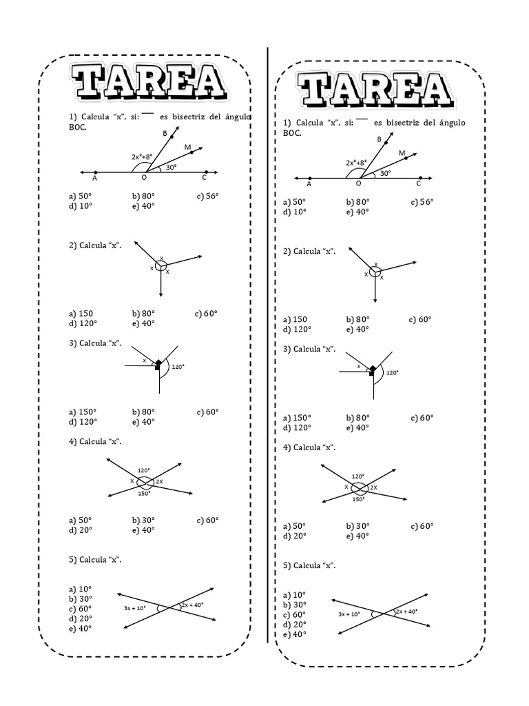 Tarea Angulos | PDF | Geometría Elemental | Geometría euclidiana