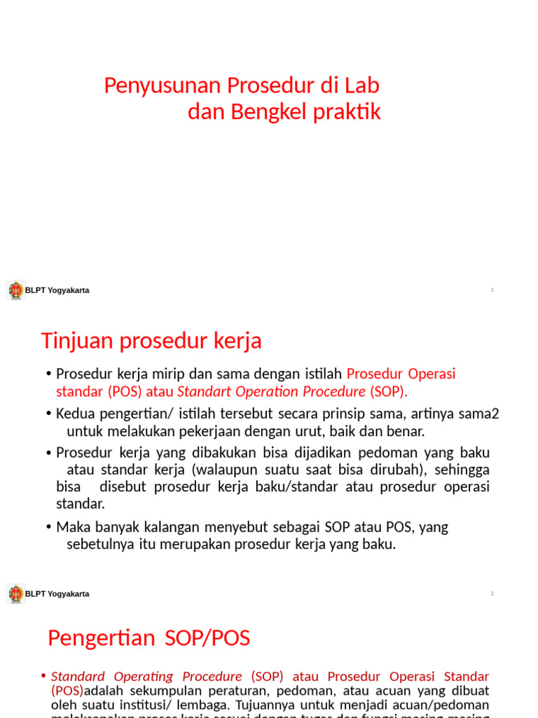 Penyusunan Prosedur Di Lab Dan Bengkel Praktik | PDF | Komputer