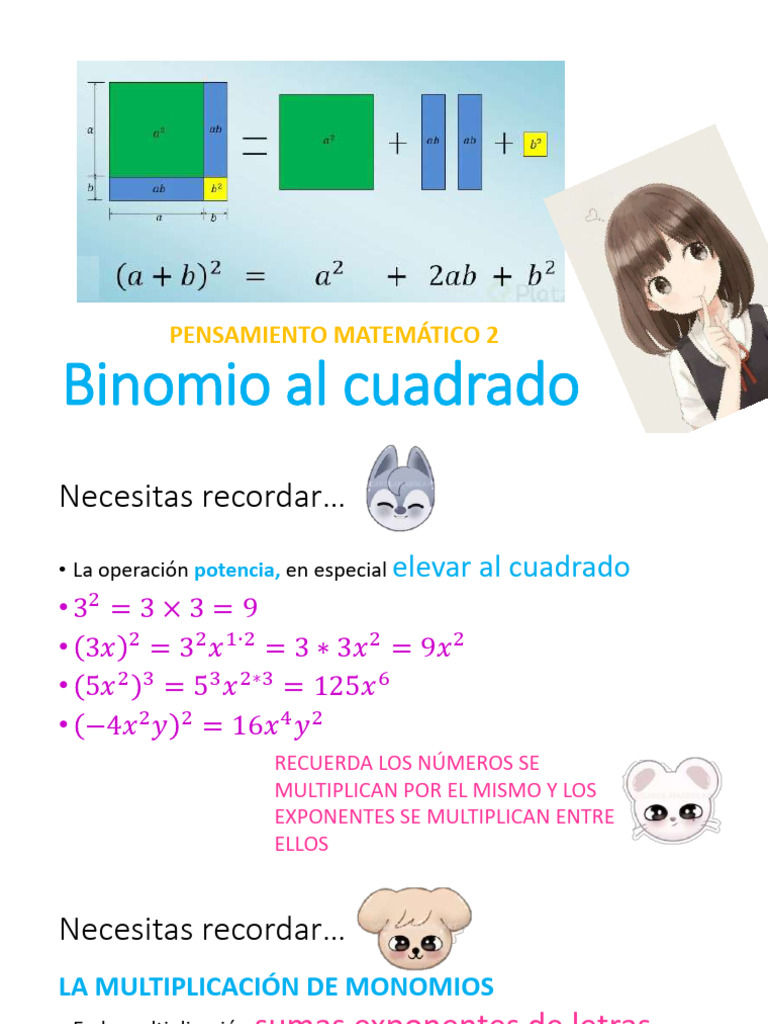 Binomio al Cuadrado: Fórmulas y Ejercicios | PDF | Multiplicación ...