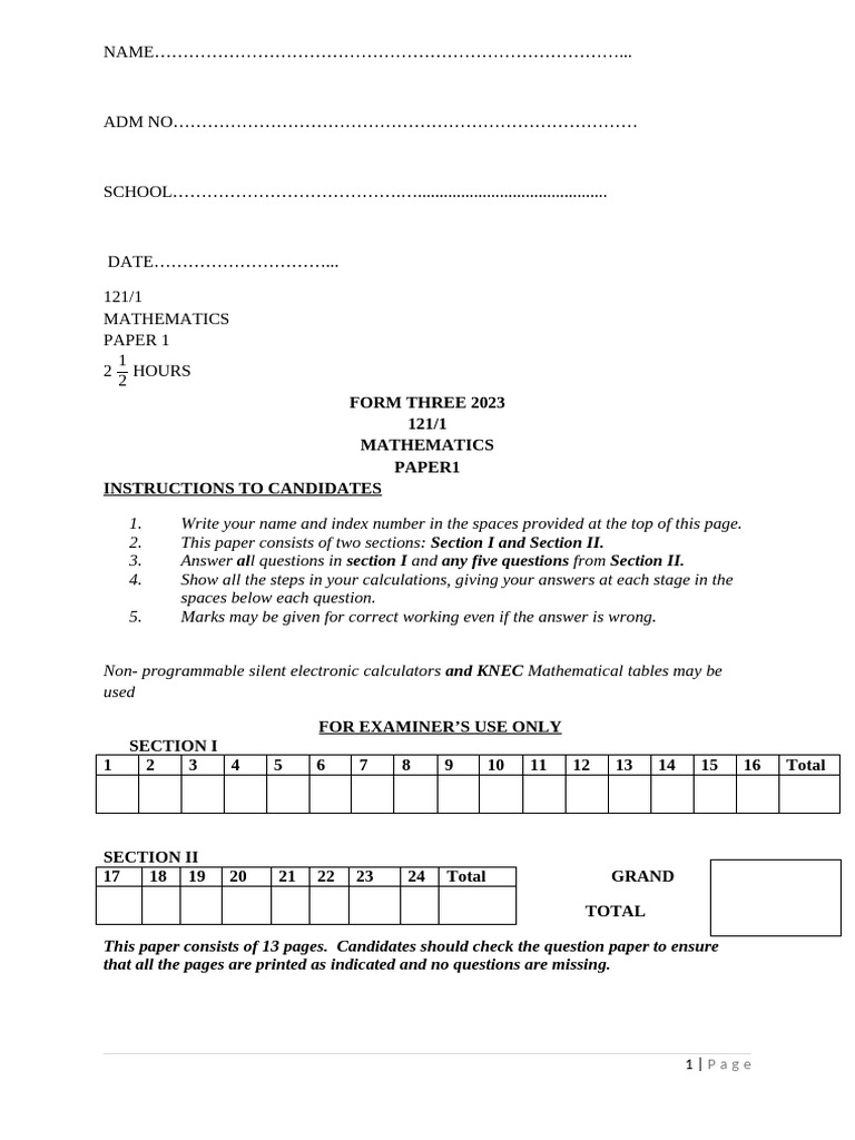 F3 Maths PP1 QS Endterm 3 Exams | PDF | Area | Mathematics