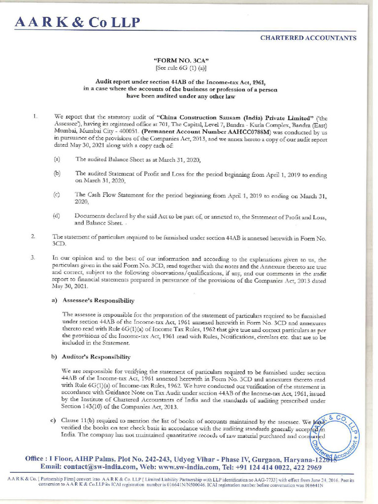 FY - 19 20 Form 3CA | PDF