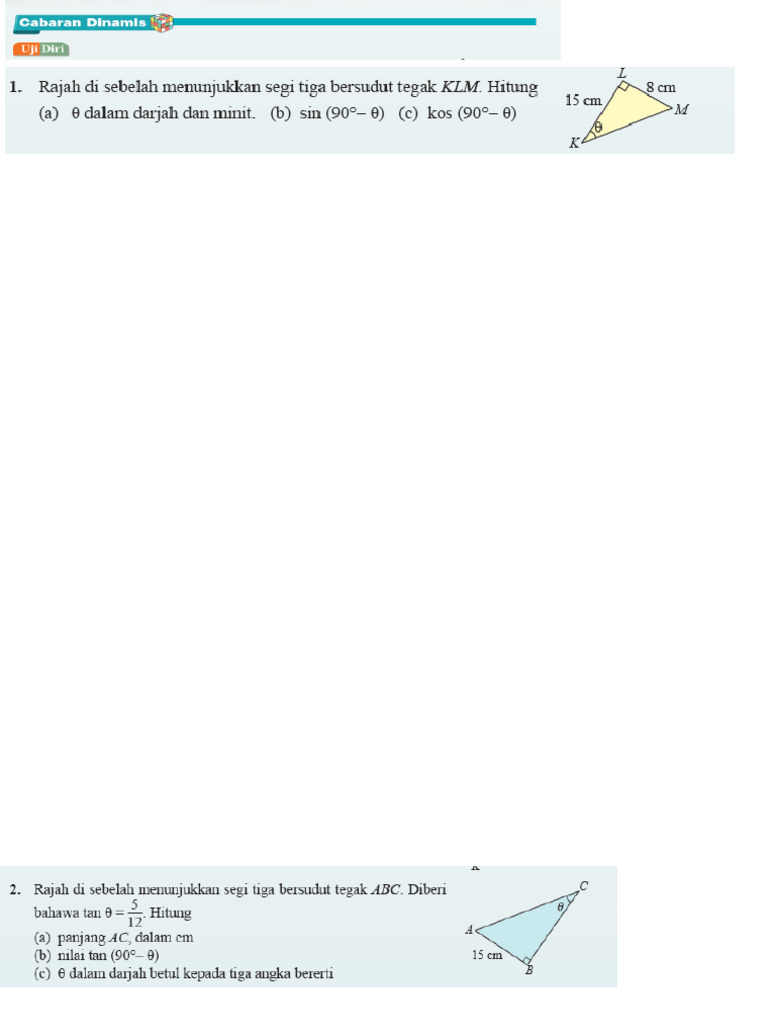 5.1 Nisbah Trigonometri - Cabaran Dinamis-Uji Diri | PDF