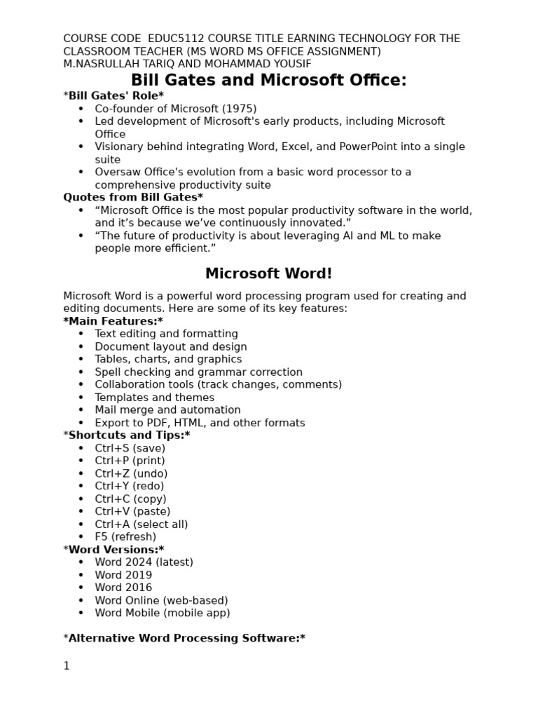 MS Office MS Word | PDF | Microsoft Word | Microsoft Excel