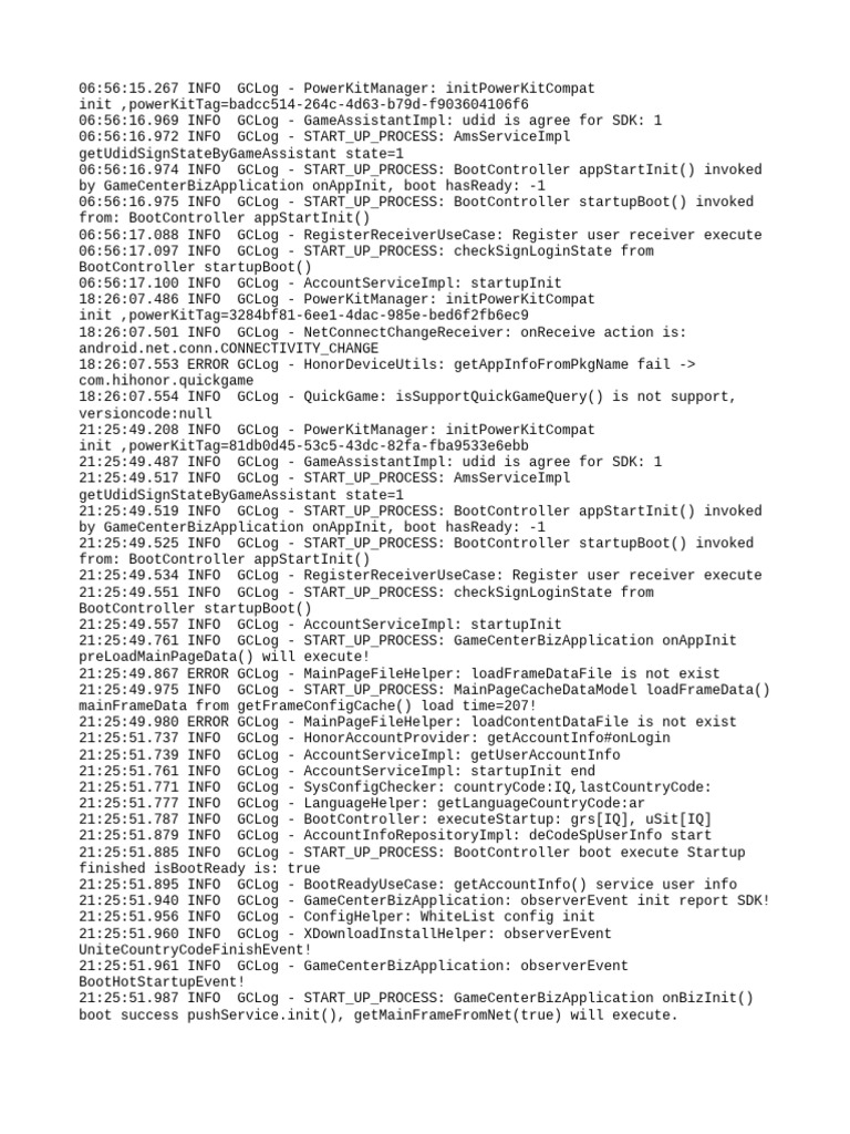 Game Center Initialization Log Analysis | PDF | Computing | Software