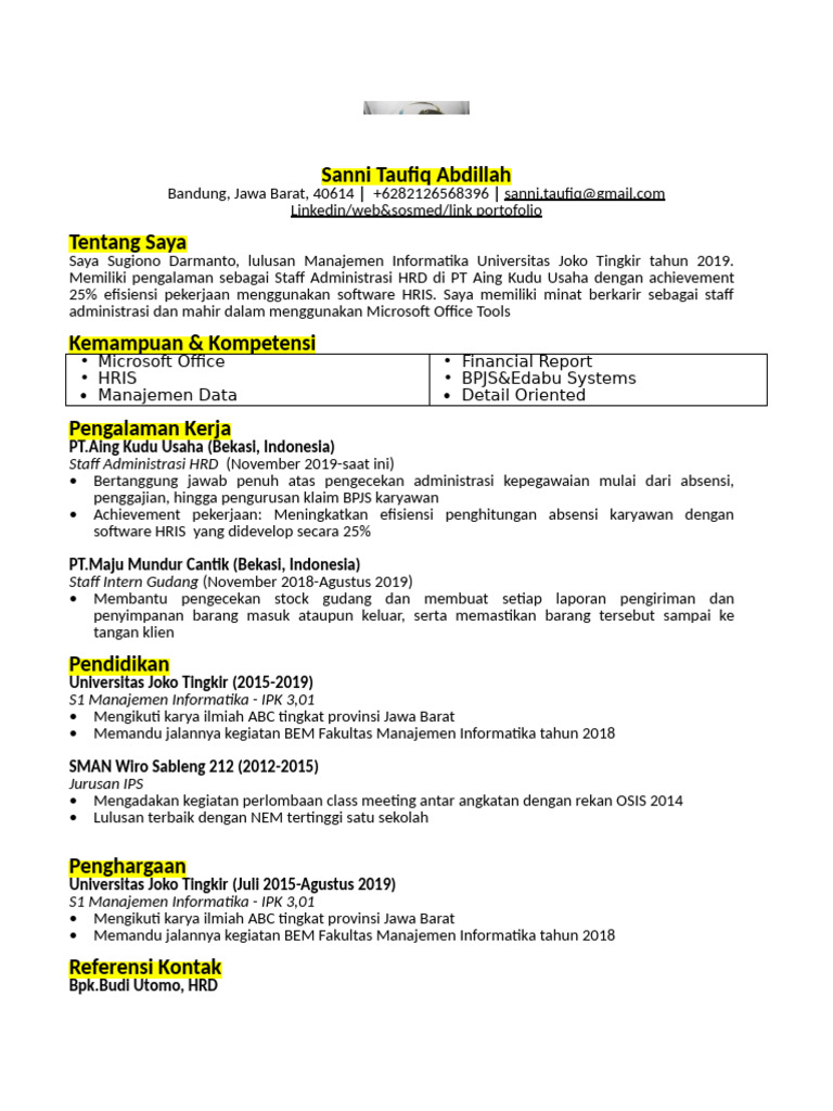Contoh CV FIX | PDF