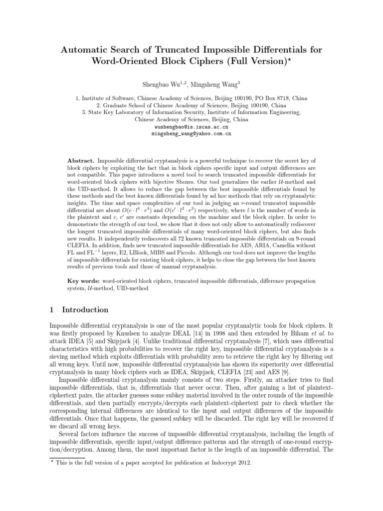 Automatic Search of Truncated Impossible Differentials For Word ...