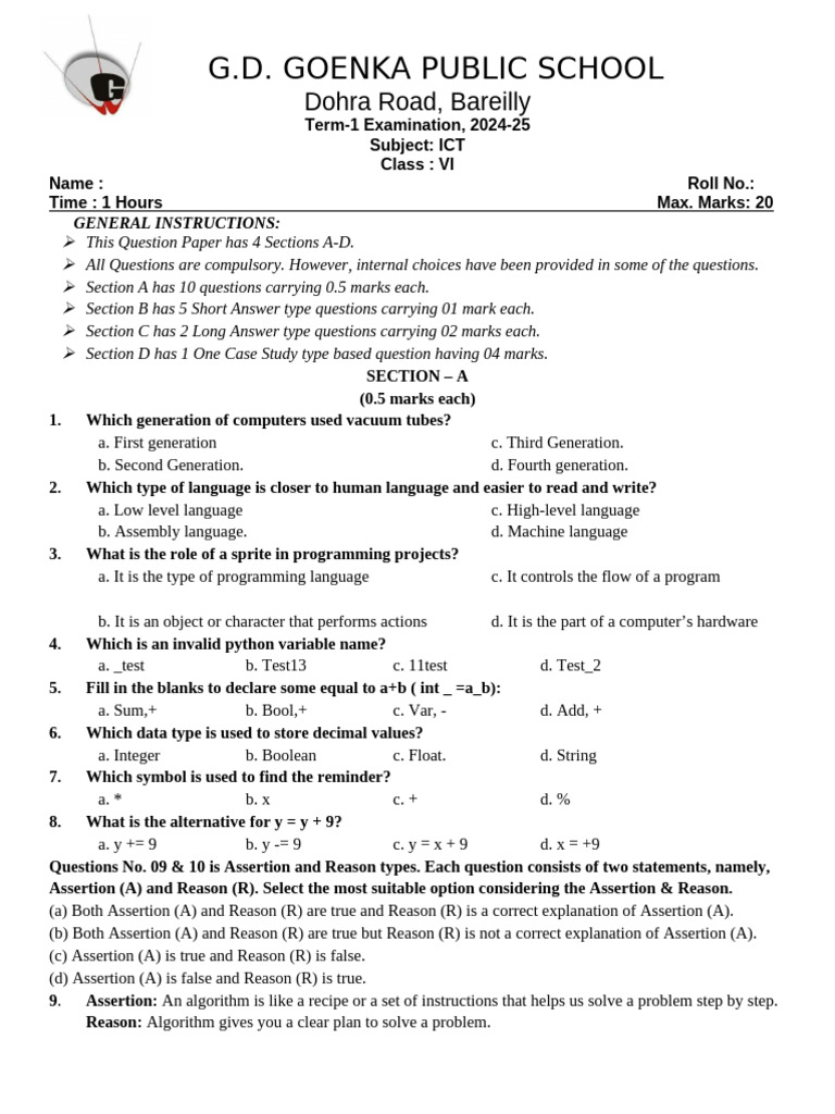 Class Vi Ict Pdf Data Type Boolean Data Type