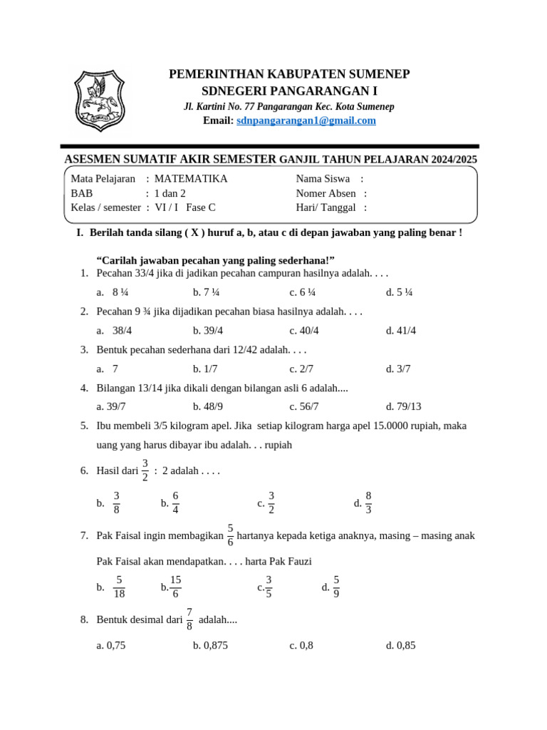 Asas MTK SMSTR 1 | PDF
