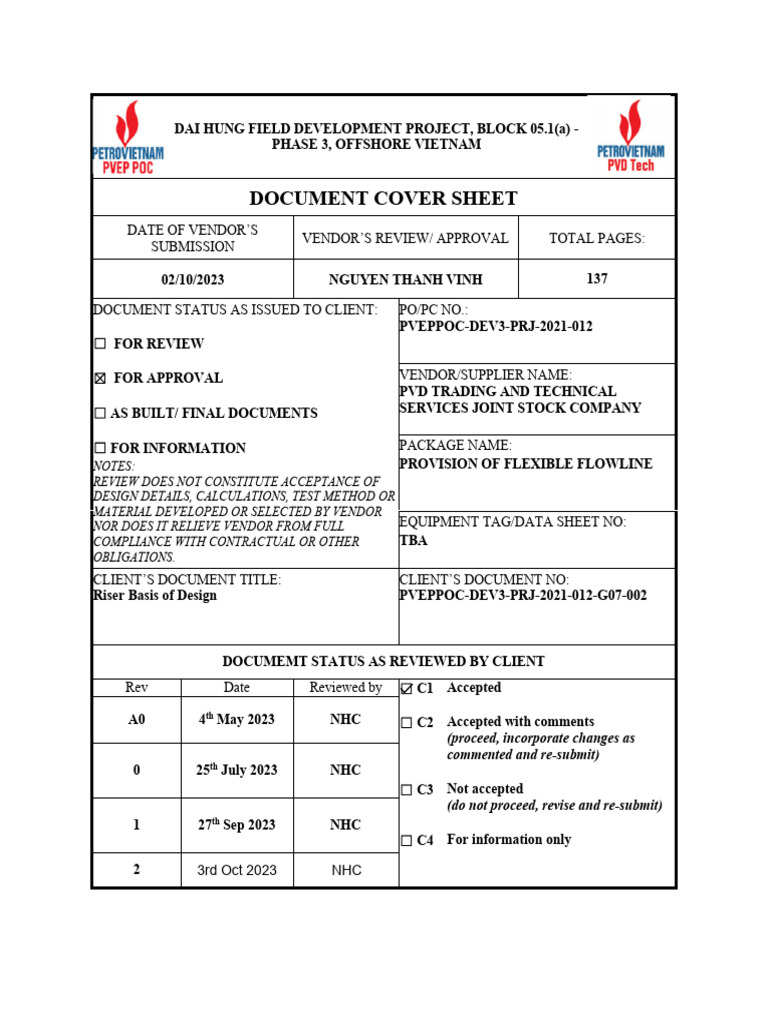 Pveppoc Dev3 PRJ 2021 012 g07 002 2 Riser Basis of Design c1 | PDF ...
