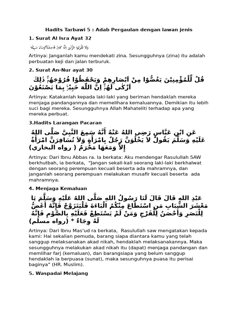 Adab Pergaulan Laki-Laki dan Perempuan | PDF