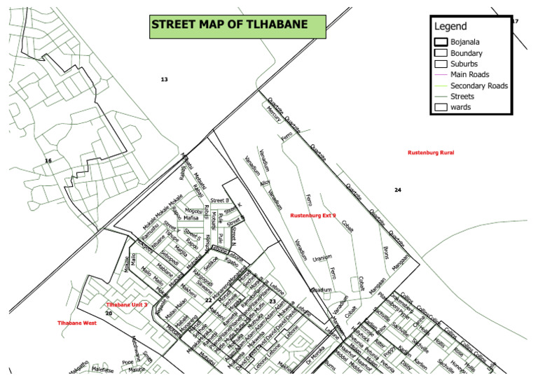 Tlhabane Street Map Overview | PDF