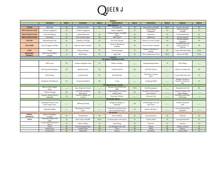 Week 1 - Cycle Menu 2024 - 1 | PDF | Foods | Cuisine