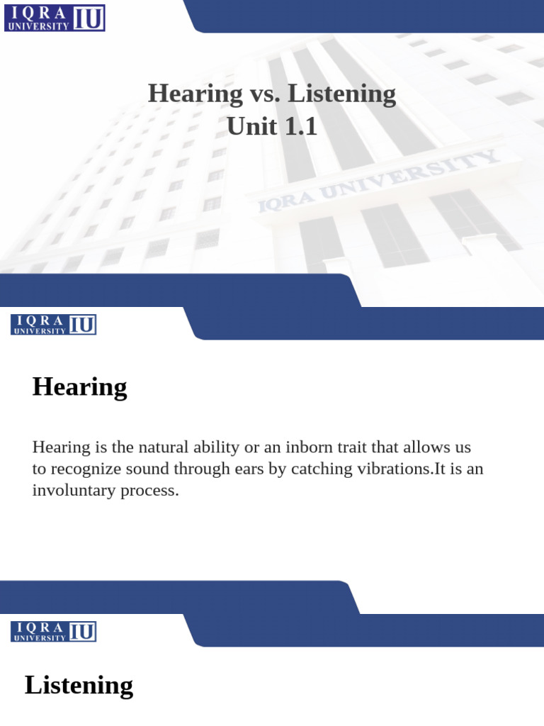 Listening Vs Hearing 1.1 | PDF | Language Arts & Discipline | Self ...