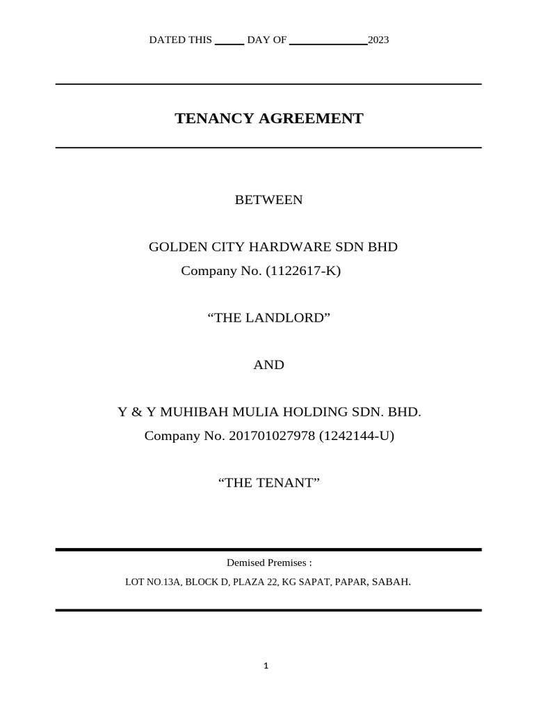 Draft Tenancy Agreement (Plaza 2 | PDF | Leasehold Estate | Landlord