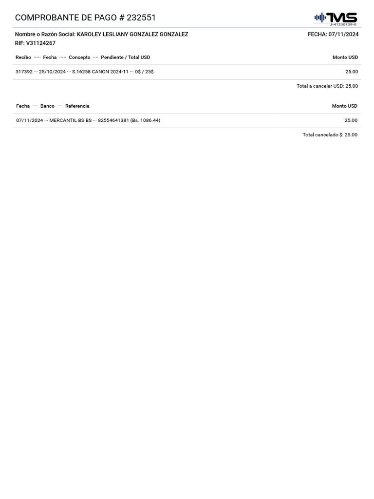 Comprobante de Ingreso No.232551 Karoley Lesliany Gonzalez Gonzalez ...