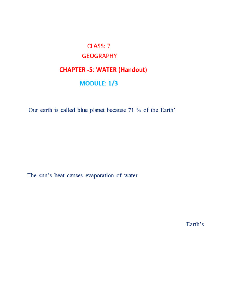 Vii Geo L05 M01 Water Handout | PDF | Water | Fresh Water