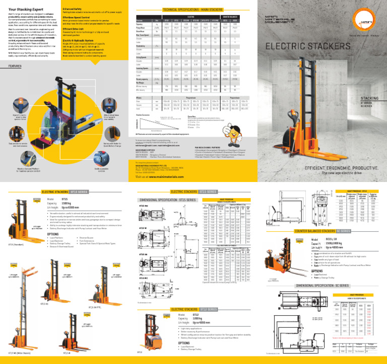 Maini Stacker Brochure 2023 | PDF | Forklift | Manufactured Goods