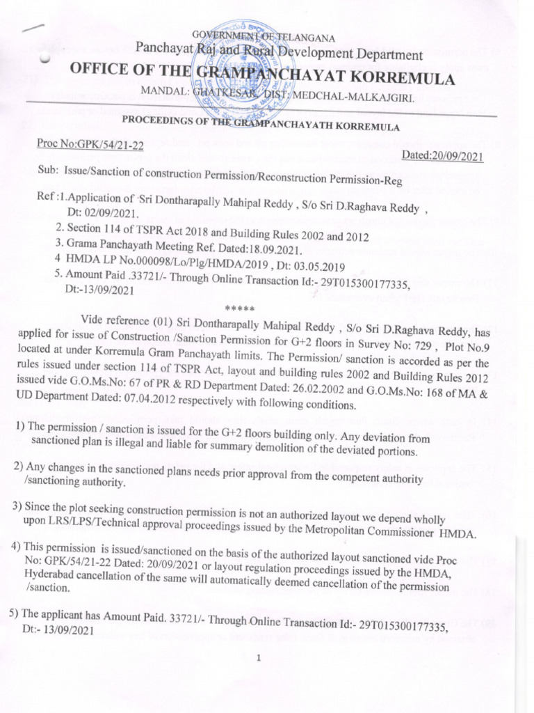 Building Permission Certificate | PDF